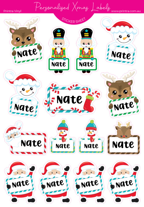 Personalised Xmas Labels Sticker Sheet – Printra Vinyl